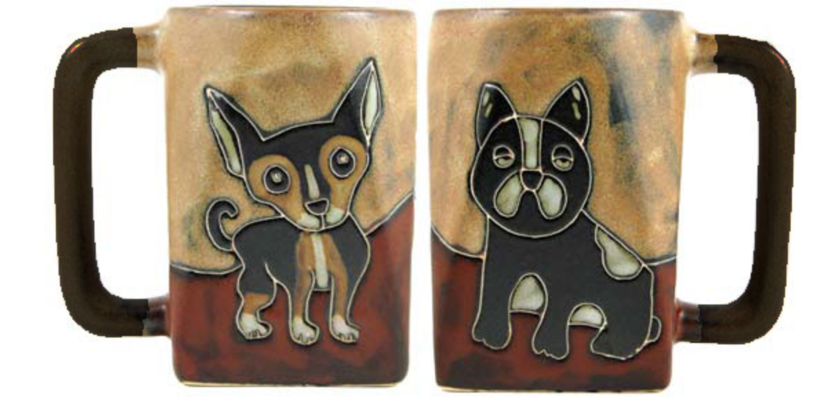 Mara Stoneware Square Bottom Mug "Dogs" | Artisana Gallery Online